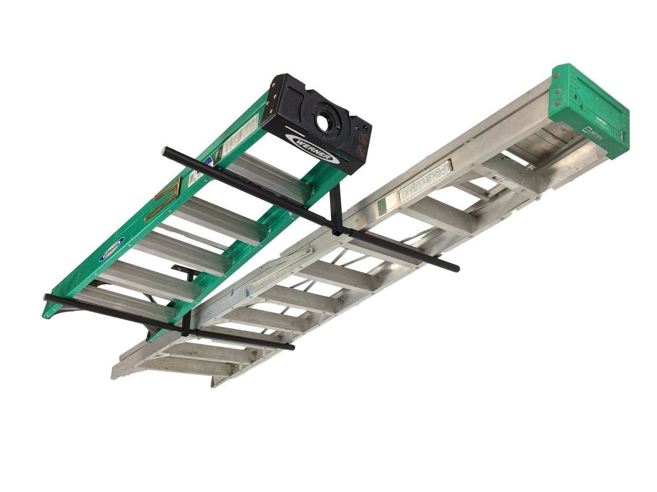 StoreYourBoard Double Ladder Ceiling Rack, Hi Port 2 Garage Storage and Organizer, Hanger Mount