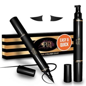 la pure waterproof liquid eyeliner stamp winged eyeliner tool 2x cat eye winged eyeliner stamp & fine tipped pen eyeliner stencil smudge proof black eye liner tiktok trend items wing stamp black 10mm