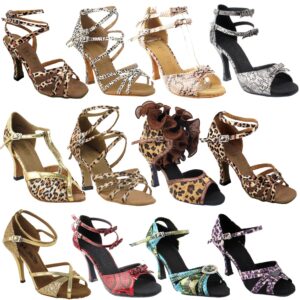 50 Shades Animal Print Ballroom Latin Dance Shoes for Women: 3030LEDSS Gold Snake 2.5" Heel Size 10 1/2 (Special Order)