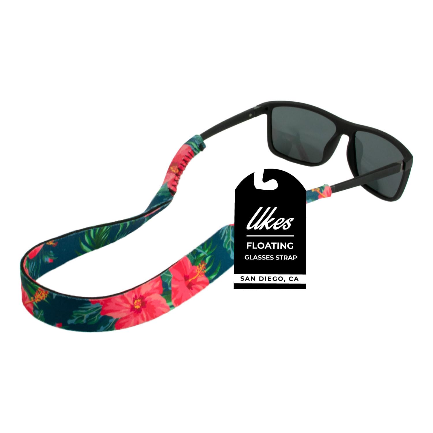 Ukes Premium Sunglass Strap - Durable & Soft Glasses Strap Designed with Floating Neoprene Material - Secure fit for Your Glasses and Eyewear. (The Alohas)