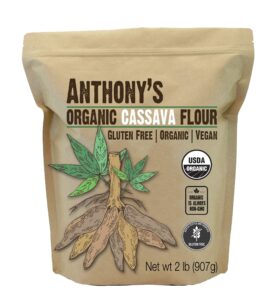 anthony's organic cassava flour, 2 lb, batch tested gluten free, vegan, non gmo