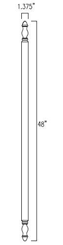 Round Traditional Turned Corner Guard Turned On Both Ends - 48" Long x 1 3/8" Wide, 90 Degree Notch (Maple)