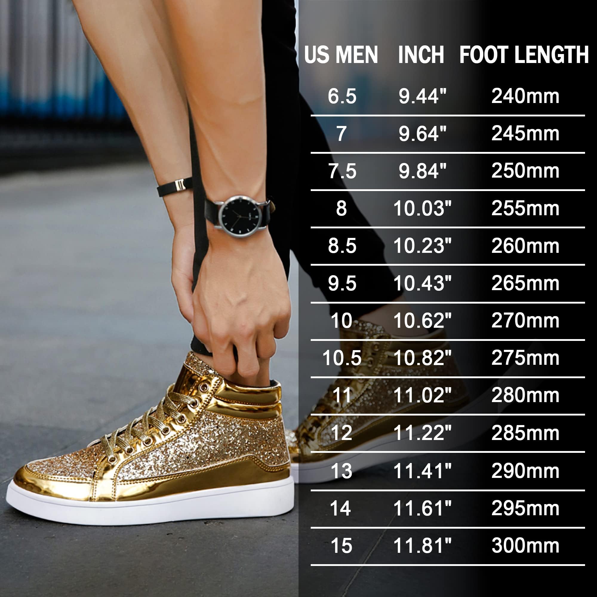 IGxx Glitter Shoes for Men High Top Flashing Party Casual Lace-up Sneakers Men