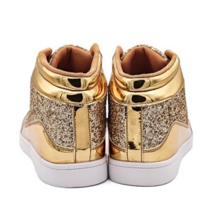 IGxx Glitter Shoes for Men High Top Flashing Party Casual Lace-up Sneakers Men