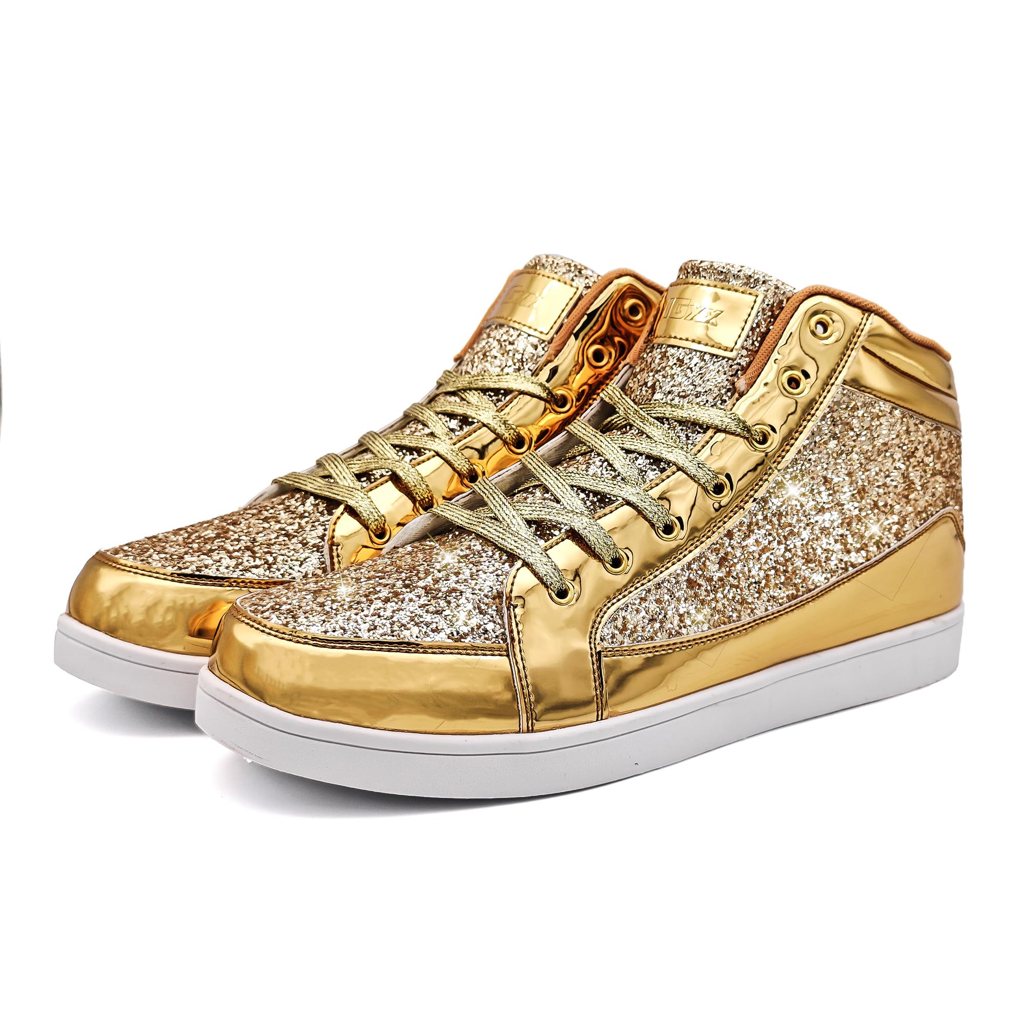 IGxx Glitter Shoes for Men High Top Flashing Party Casual Lace-up Sneakers Men