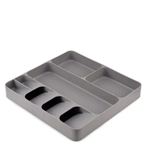 joseph joseph drawerstore compact utensil organizer for kitchen drawer silverware, flatware tray, large, grey