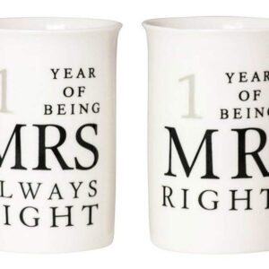 Haysoms Ivory 1st Anniversary Mr Right & Mrs Always Right Mug Gift Set