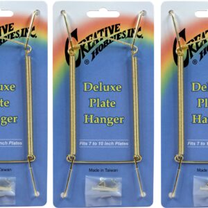 Creative Hobbies Deluxe Plate Display Hangers - Spring Style for 7-10 Inch Plates - Gold Wire with Hooks & Nails | Pack of 3