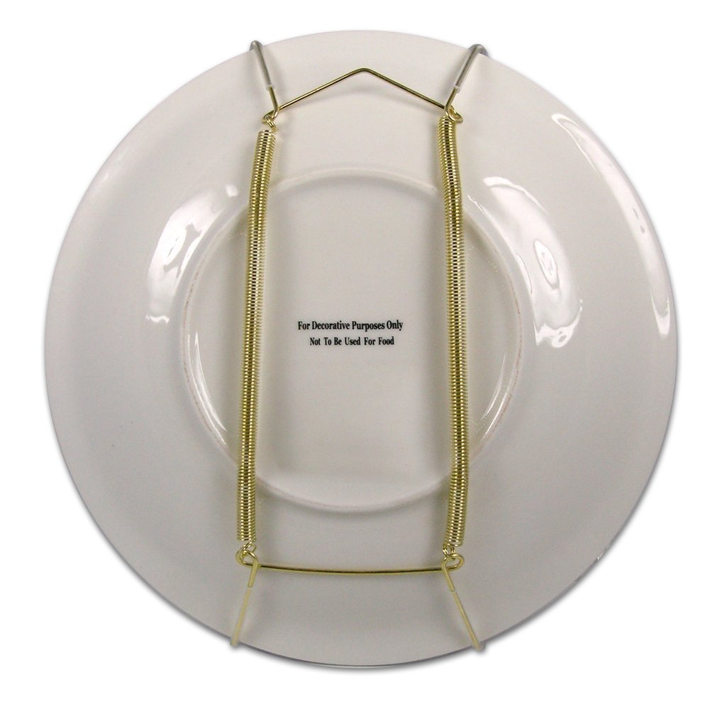 Creative Hobbies Deluxe Plate Display Hangers - Spring Style for 7-10 Inch Plates - Gold Wire with Hooks & Nails | Pack of 3