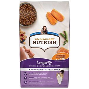 rachael ray nutrish longevity premium natural dry cat food, chicken with chickpeas & salmon recipe, 3 pounds