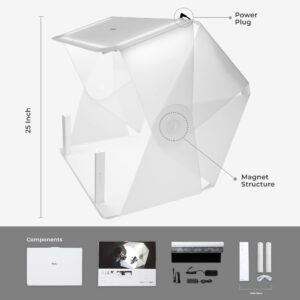 Foldio3 + Extra Lights (25inch Lightbox for Product Photography with Halo Bars / 25" x 25"/ Portable Studio, Dimmable LED Chips, CRI 97+, Background Sheet Included | ORANGEMONKIE)