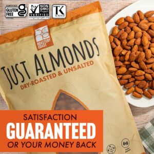 Roastery Coast - Daily Nuts Just Roasted Almonds | Almonds Bulk 3 LB | Unsalted Nuts| Slow Dry Roasted | Steam Pasteurized | Plant Protein | Gluten Free | Non-GMO | Low carb | Keto Snack | Prime Snack