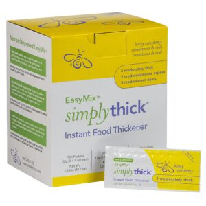 SimplyThick EasyMix | 100 Count of 12g Individual Packets | Gel Thickener for those with Dysphagia & Swallowing Disorders | Creates An IDDSI Level 3 - Moderately Thick (Honey Consistency)