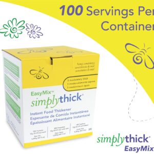 SimplyThick EasyMix | 100 Count of 12g Individual Packets | Gel Thickener for those with Dysphagia & Swallowing Disorders | Creates An IDDSI Level 3 - Moderately Thick (Honey Consistency)