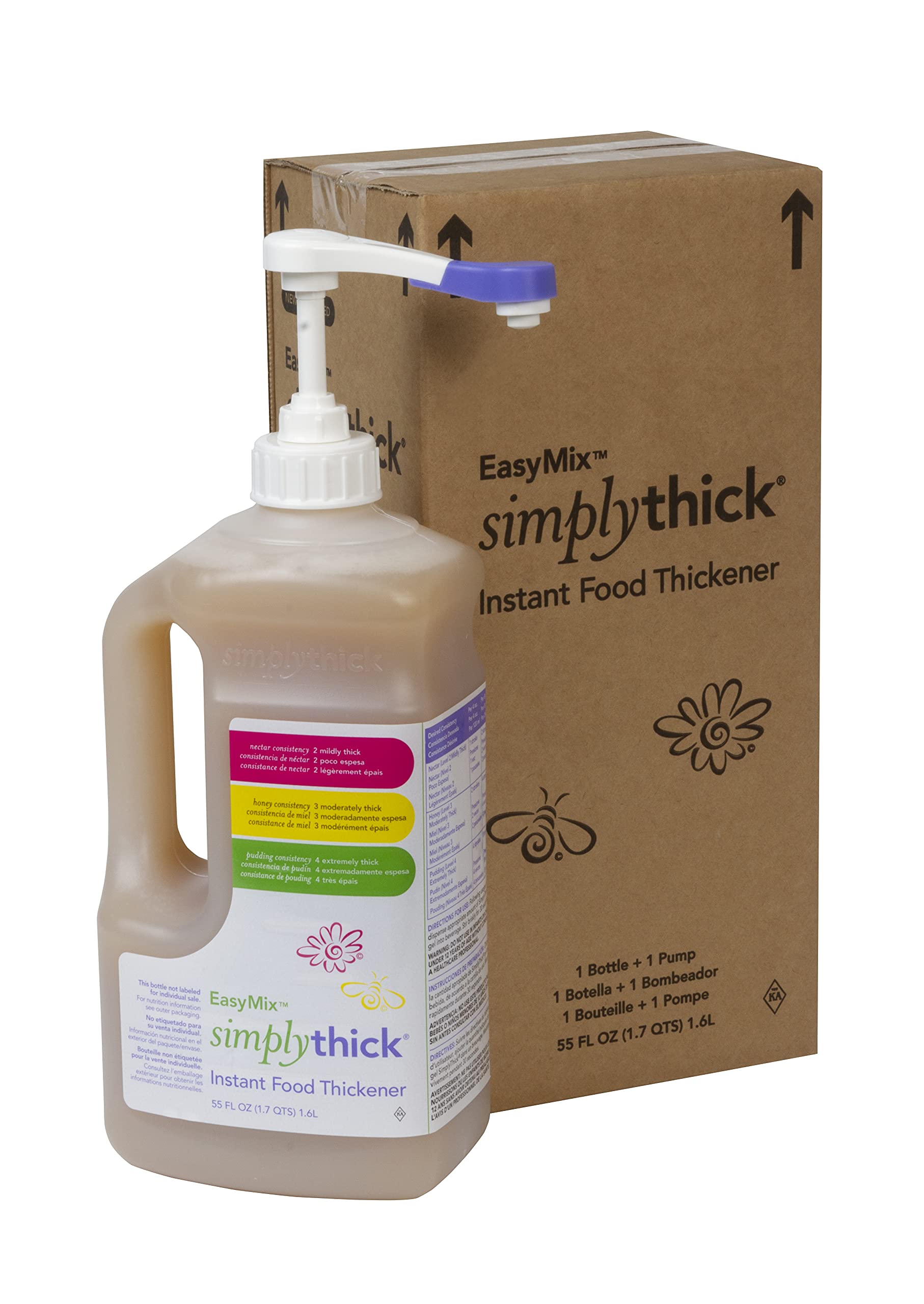 SimplyThick EasyMix | 302 Servings | Gel Thickener for those with Dysphagia & Swallowing Disorders | Won't Alter The Taste of Liquid | Easy to Prepare | Large 55 Fl Oz Bottle with Pump