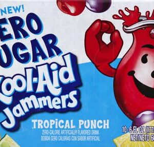 Kool-Aid Jammers Tropical Punch Zero Sugar Artificially Flavored Kids Soft Drink (10 ct Box, 6 fl oz Pouches)