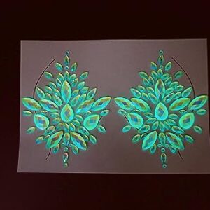 glow in the dark body gems halloween rave face jewels festival face gems sticker temporary tattoo body jewels sticker for halloween make up party