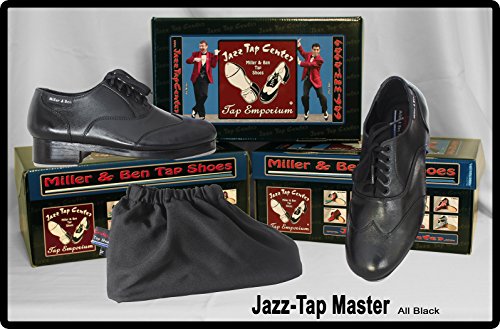 Miller & Ben Tap Shoes, Jazz-Tap Master, All Black Professional Tap Shoes (38.5 EU)