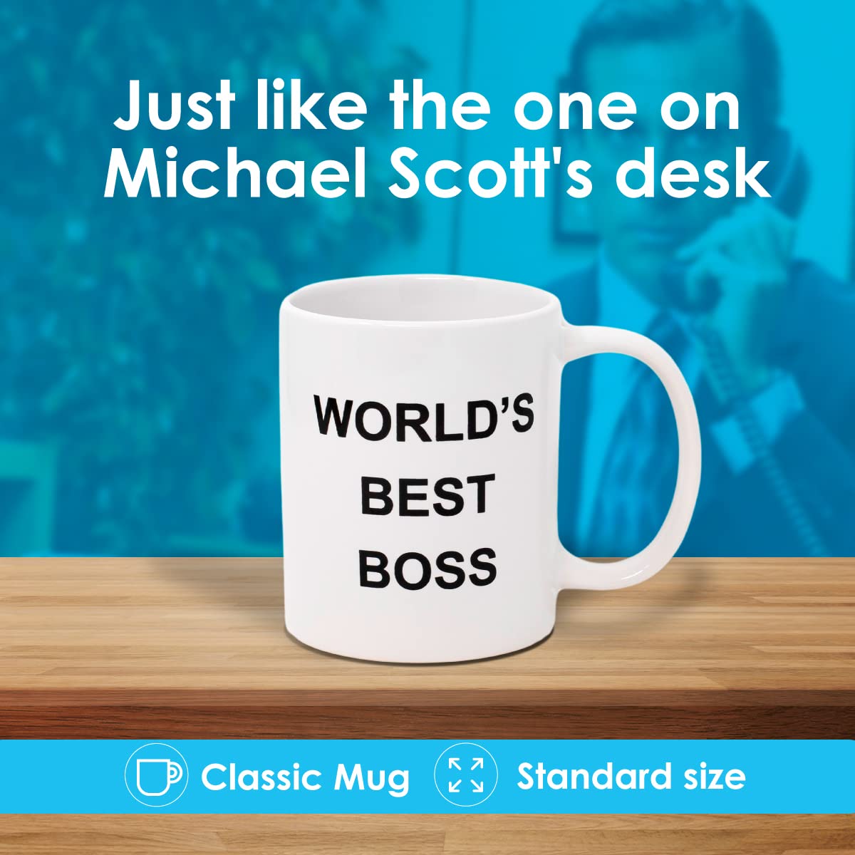 Alpha Awards WORLD'S BEST BOSS Coffee Mug, Double Sided Imprint, 11 OZ Ceramic Mug For The Office