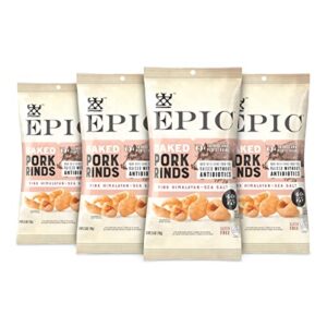 epic pink himalayan salt pork rinds, keto consumer friendly, 4ct box 2.5oz bags (pack of 4)