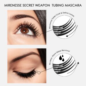 MIRENESSE Secret Weapon Original 24hr Mascara - WINNER BEST MASCARA - Volume, Thickening & Lengthening, Tubing Formula, Easy Water Removal - For Sensitive Eyes - Black (10g / 0.35oz) (Duo)