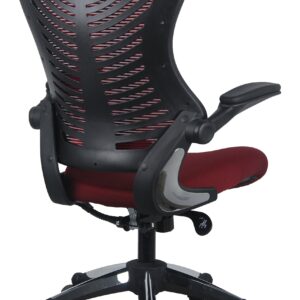 OFFICE FACTOR Burgundy Office Chair, Ergonomic, Lumbar Support, Adjustable Executive & Task Chair for Office/Conference Room. Thick Seat & Raisable Arm Rest, Mesh Back, 250 Lbs Rated