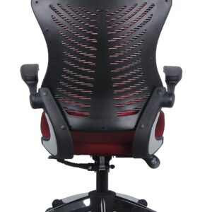 OFFICE FACTOR Burgundy Office Chair, Ergonomic, Lumbar Support, Adjustable Executive & Task Chair for Office/Conference Room. Thick Seat & Raisable Arm Rest, Mesh Back, 250 Lbs Rated