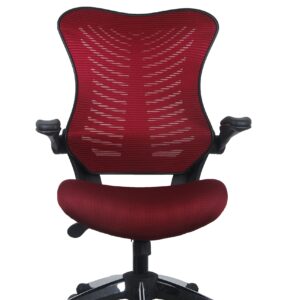 OFFICE FACTOR Burgundy Office Chair, Ergonomic, Lumbar Support, Adjustable Executive & Task Chair for Office/Conference Room. Thick Seat & Raisable Arm Rest, Mesh Back, 250 Lbs Rated