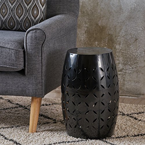 Christopher Knight Home Jorell Indoor Lace Cut Iron Accent Table, Black, 12.25 in x 12.25 in x 17.75 in