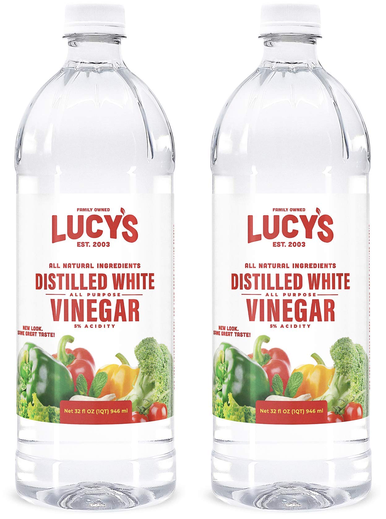 Lucy's Family Owned - Natural Distilled White Vinegar, 32 oz. bottle (Pack of 2) - 5% Acidity