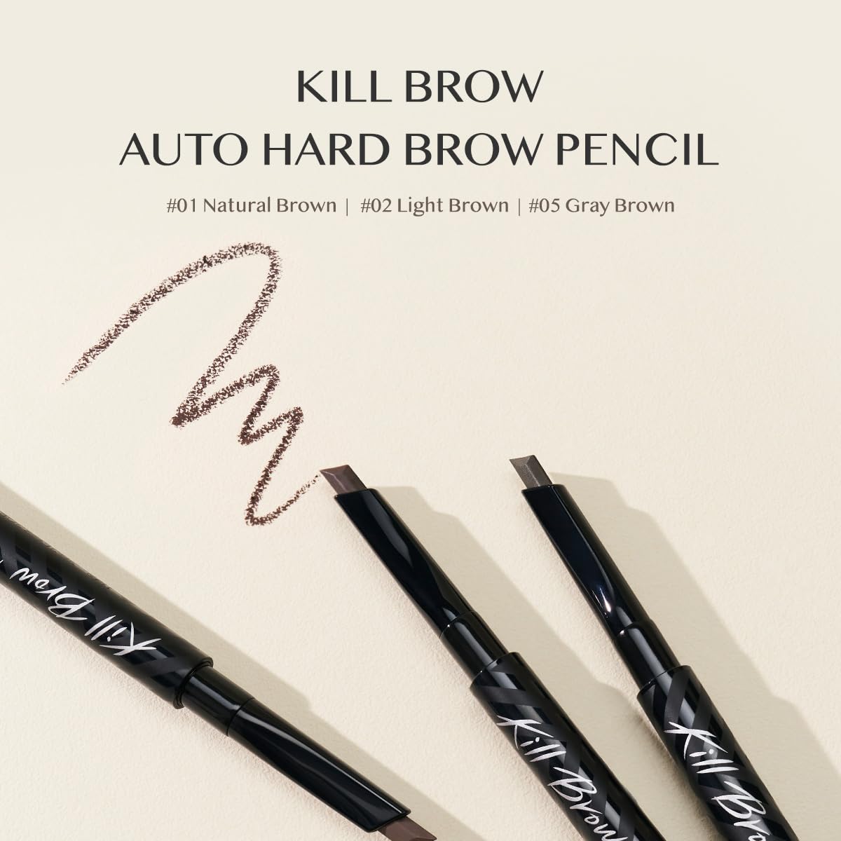 CLIO Kill Brow Auto Hard Eyebrow Pencil, Dual-End, Long Lasting, Waterproof, Smudge-Resistant, Spoolie Brush, Sharpener (05 Gray Brown)