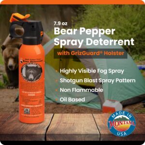 UDAP Pepper Power Bear Spray Self Defense Deterrent with Griz Guard Holster for Camping, Hiking, Fishing, Powerful Blast Pattern, 30 ft Fog Barrier, Safety Orange, SOG2, 7.9 oz, 2 Pack