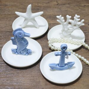 Ceramics Starfish/Coral/Sea Horse/Boat Anchor Tray Ring Dish Jewelry Dish Trinket Tray Dish Holder