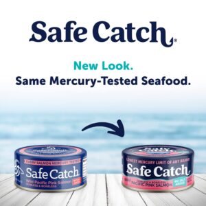 Safe Catch Wild Pacific Pink Salmon Canned Wild-Caught No Salt Added Skinless Boneless Salmon Fish Mercury Tested Kosher, 6 Pack Can Salmon 5oz