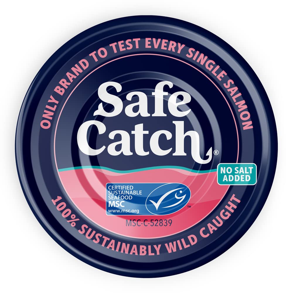 Safe Catch Wild Pacific Pink Salmon Canned Wild-Caught No Salt Added Skinless Boneless Salmon Fish Mercury Tested Kosher, 6 Pack Can Salmon 5oz