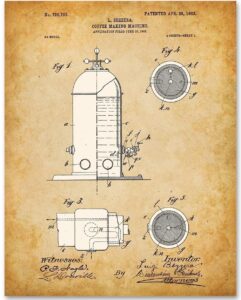 espresso machine patent print - coffee shop patent art, classic home and kitchen wall decor, coffee lovers and barista gift, espresso machine vintage decor, 11x14 unframed poster