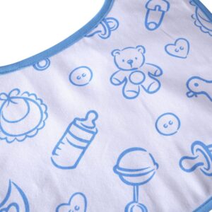 Littleforbig Cotton Waterproof Adult Babydoll Bib with Adjustable Velcro Closure Printed 2 Packs - Nursery Blue and Pink Adult Bibs