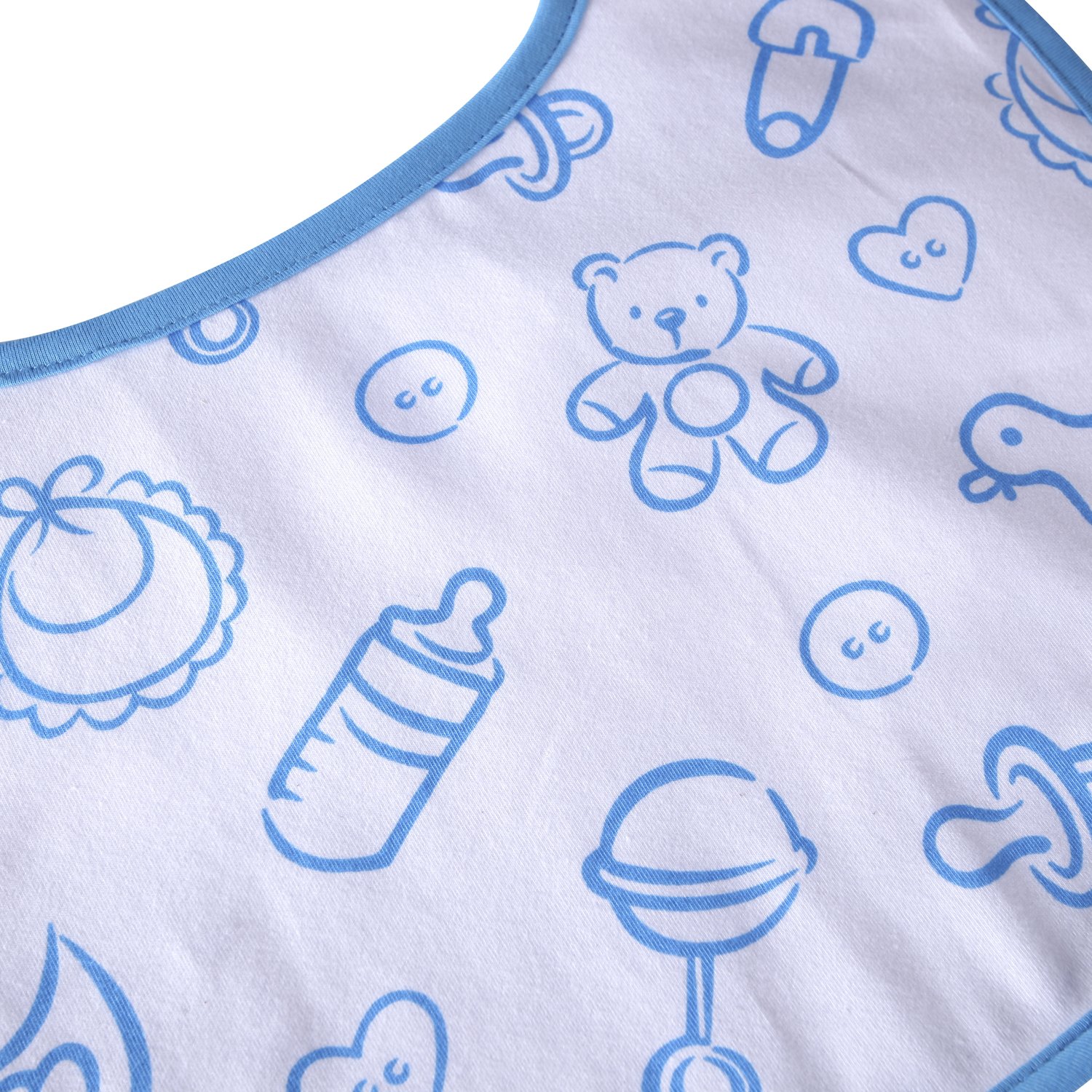 Littleforbig Cotton Waterproof Adult Babydoll Bib with Adjustable Velcro Closure Printed 2 Packs - Nursery Blue and Pink Adult Bibs