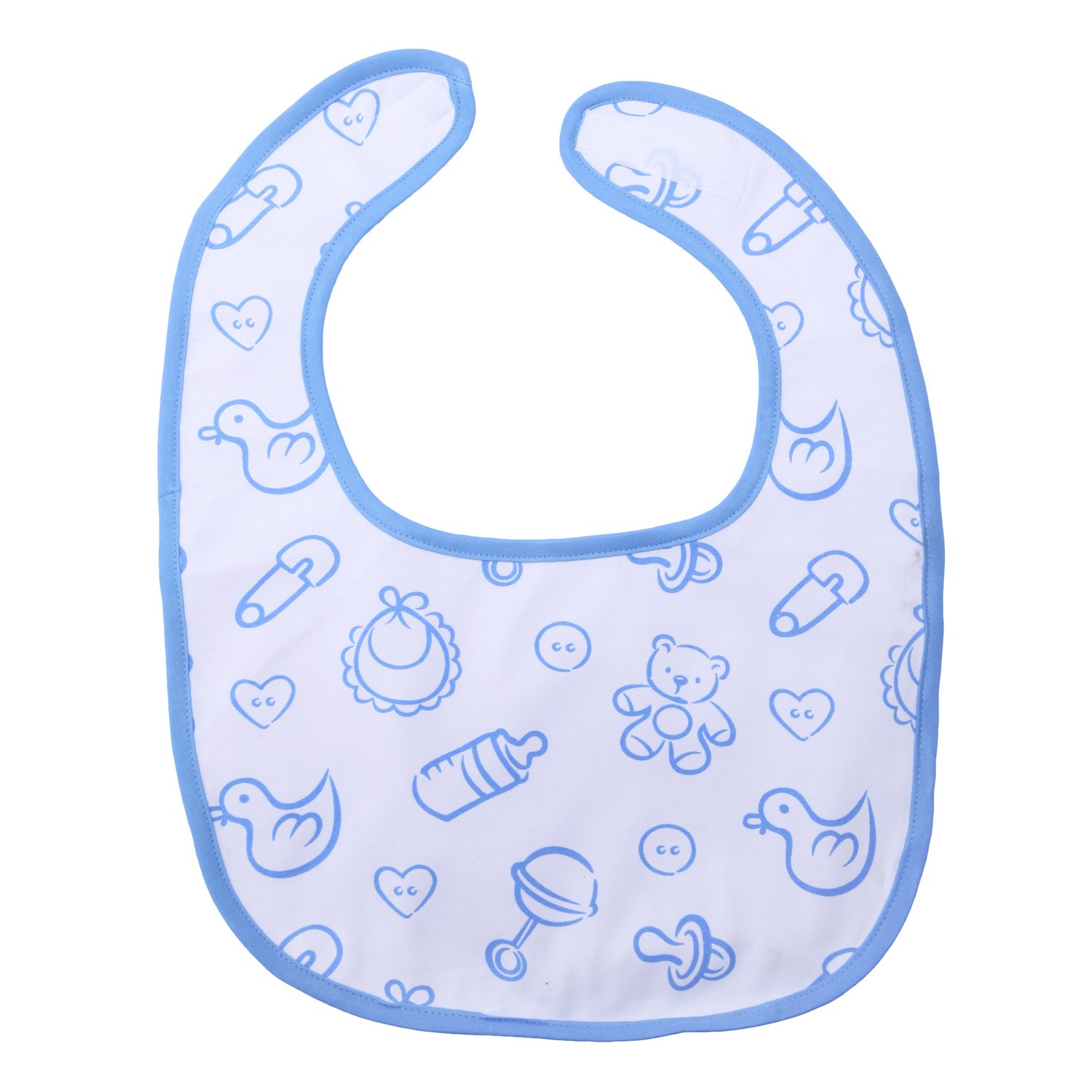 Littleforbig Cotton Waterproof Adult Babydoll Bib with Adjustable Velcro Closure Printed 2 Packs - Nursery Blue and Pink Adult Bibs