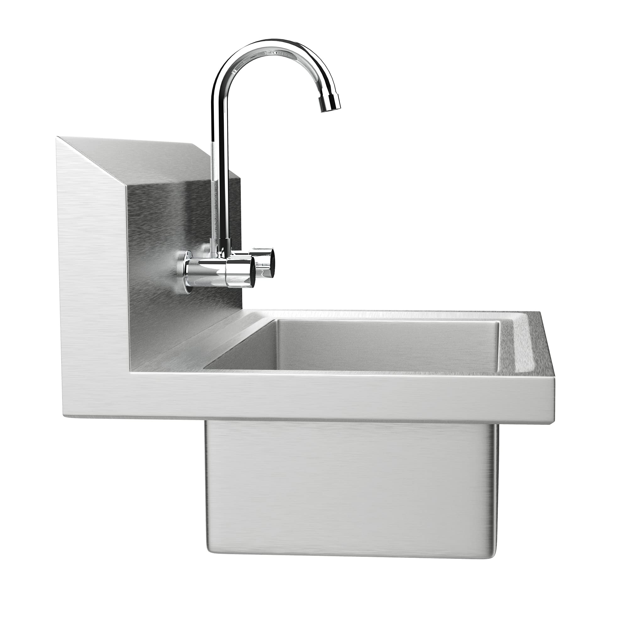 Bonnlo Commercial Sink Hand Washing Basin Stainless Steel Hand Sink with Hot&Cold Faucet, Wall Mount Utility Sink with Drainer Heavy Duty Hand Wash Sink for Commercial Restaurant Home Kitchen Workshop