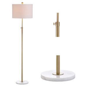 jonathan y jyl3022a june 65" adjustable metal/marble led floor lamp, modern, contemporary, elegant, glam, office, living room, family room, dining room, bedroom, hallway, foyer, brass