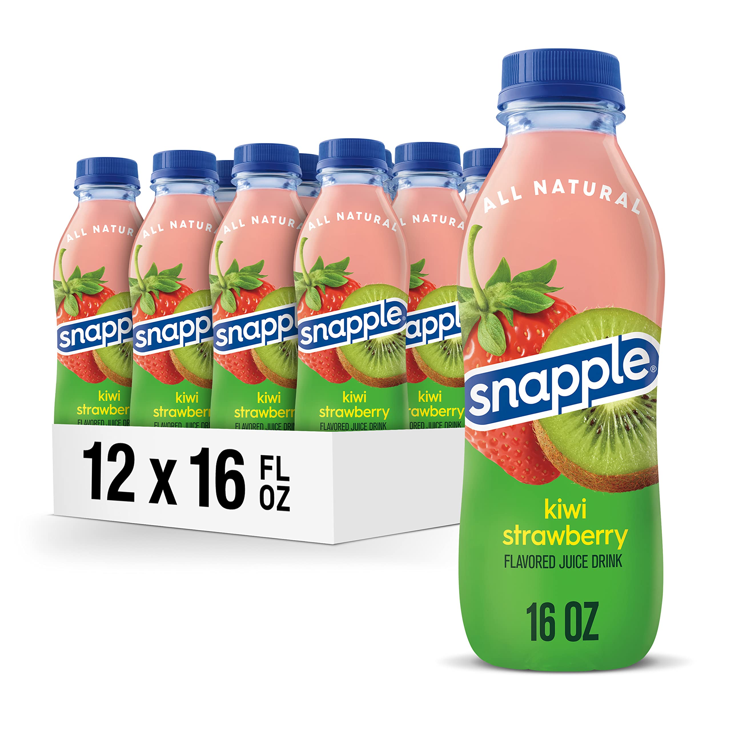 Snapple Kiwi Strawberry Juice Drink, 16 fl oz recycled plastic bottle, Pack of 12