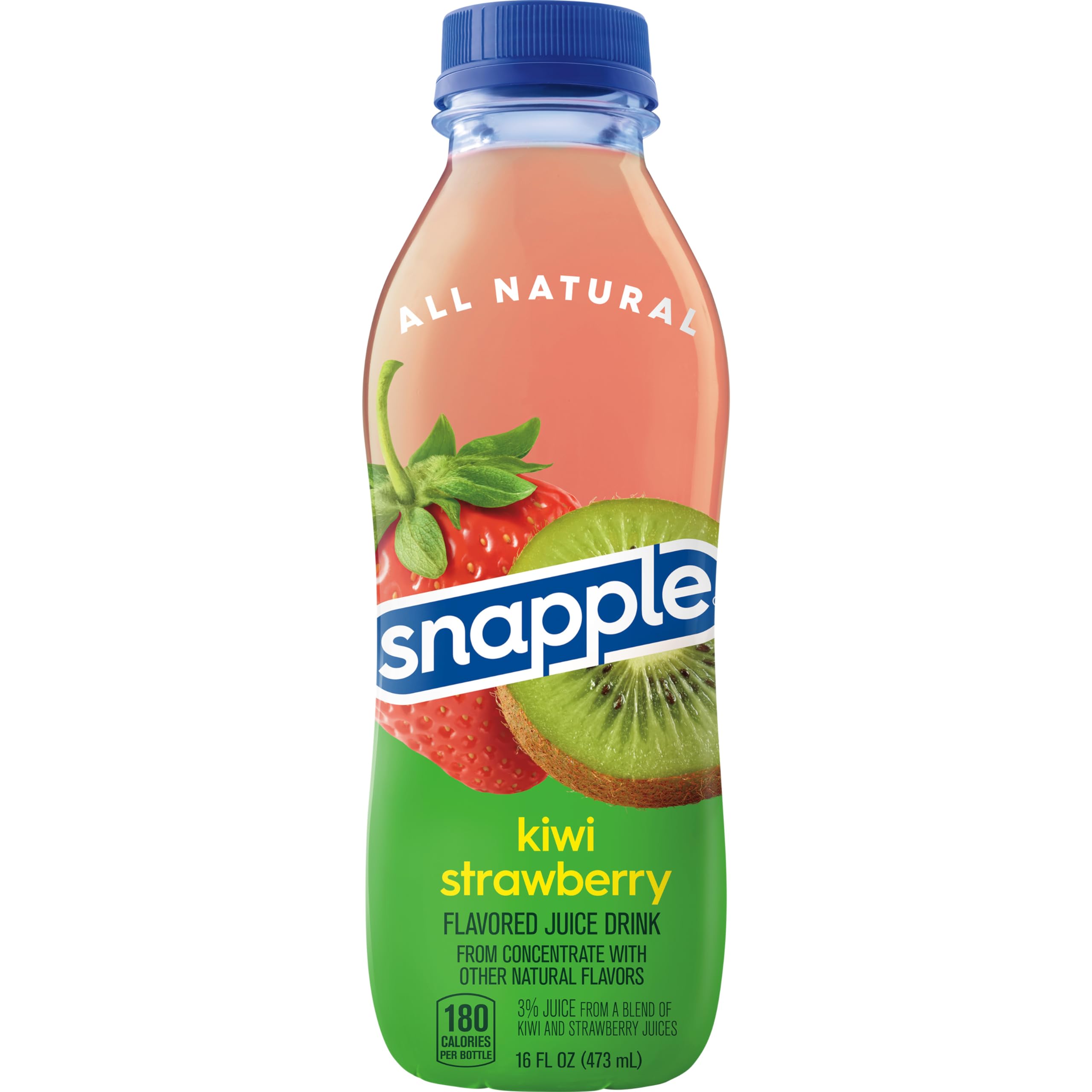 Snapple Kiwi Strawberry Juice Drink, 16 fl oz recycled plastic bottle, Pack of 12