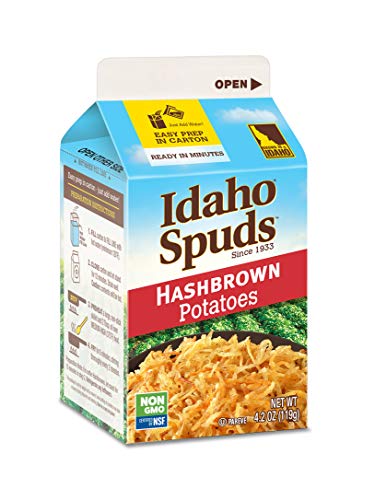 Idaho Spuds Premium Hashbrown Potatoes, Made from 100 Potatoes No Artificial Colors or Flavors NonGMO Certified Gluten Free Koshe,4.2 Ounce (Pack of 8)