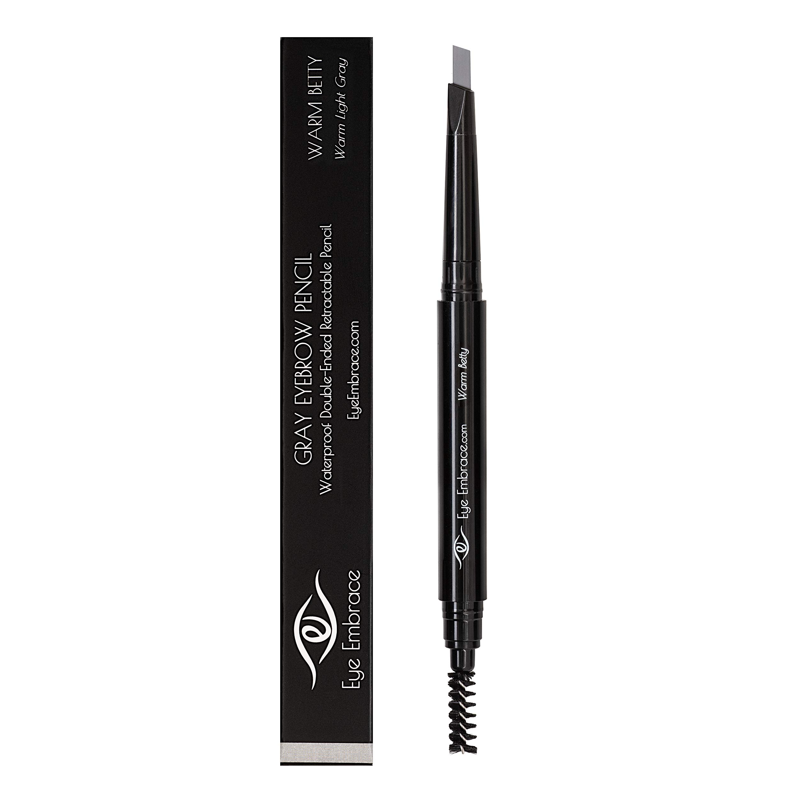 Eye Embrace Warm Betty: Light Gray Eyebrow Pencil – Waterproof, Double-Ended Automatic Angled Tip & Spoolie Brush, Cruelty-Free