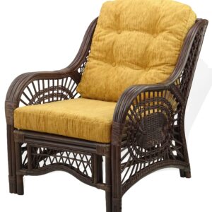 Malibu Lounge Living Accent Armchair Natural Rattan Wicker Handmade Design with Cushion