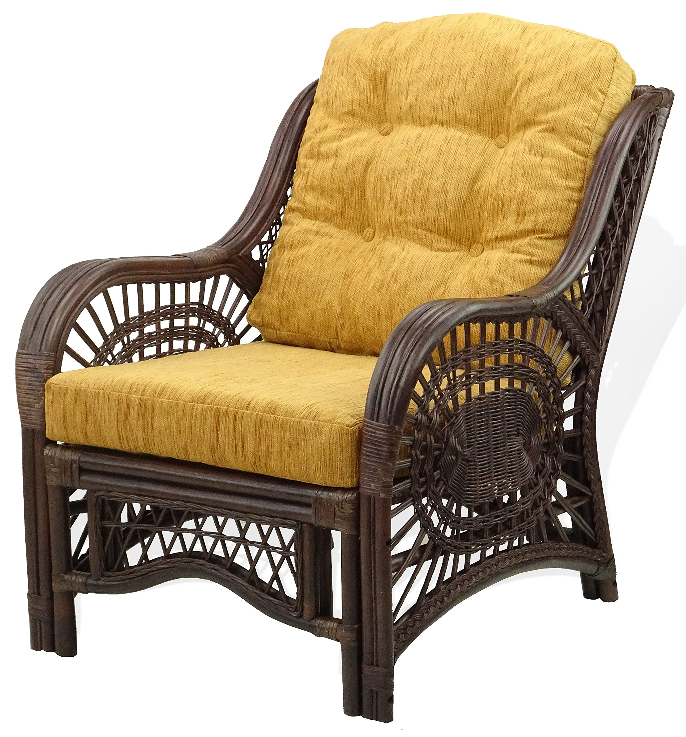 Malibu Lounge Living Accent Armchair Natural Rattan Wicker Handmade Design with Cushion