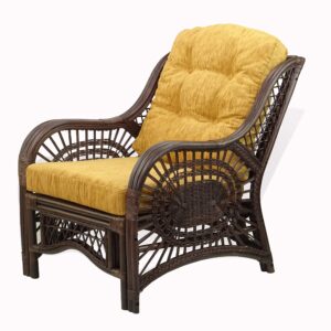 Malibu Lounge Living Accent Armchair Natural Rattan Wicker Handmade Design with Cushion