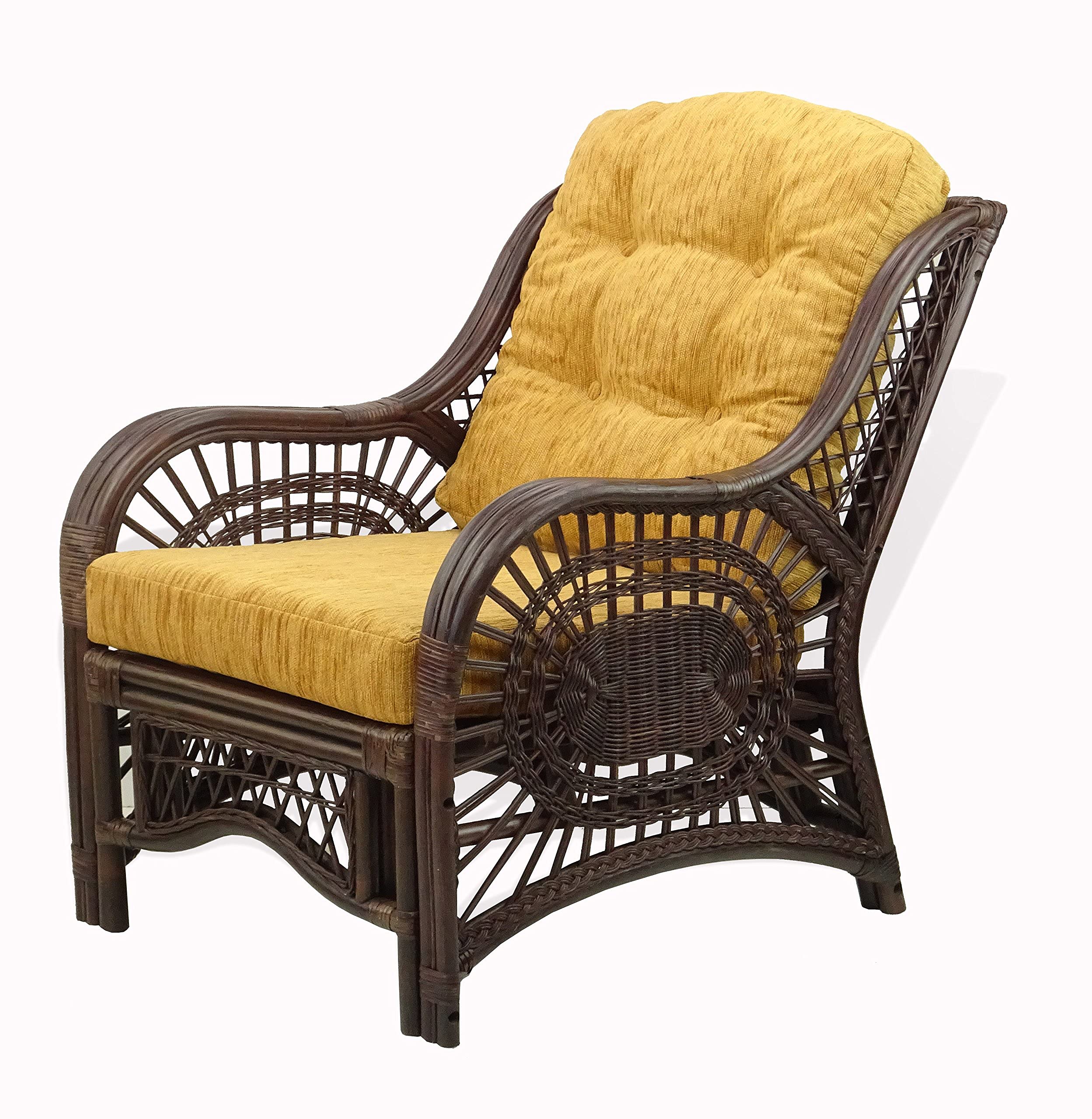 Malibu Lounge Living Accent Armchair Natural Rattan Wicker Handmade Design with Cushion