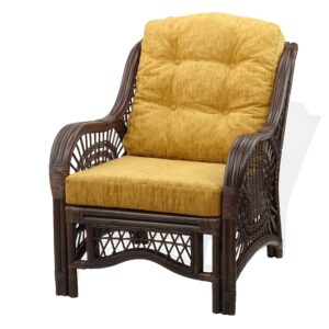 Malibu Lounge Living Accent Armchair Natural Rattan Wicker Handmade Design with Cushion